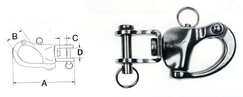 1" Swivel Jaw Snap Shackle Stainless Steel - Skydog Rigging