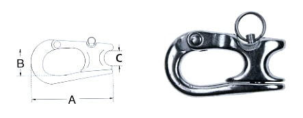 Rope Sheet Snap Shackle Stainless Steel - Skydog Rigging