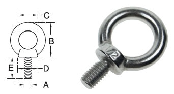1/4" Machine Eye Bolt Stainless Steel - Skydog Rigging