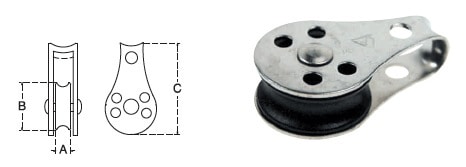 Pulley Block for 1/4" Rope Stainless Steel - Skydog Rigging