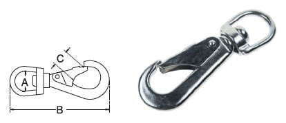 3/4" Swivel Spring Eye Snap Hook Stainless - Skydog Rigging